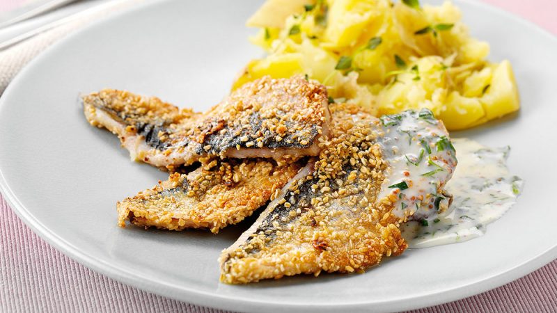 Oatmeal Crust Herring With Mustard Sauce - Walter Purkis and Sons