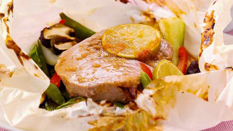 Tuna Steak Parcels With Asian Vegetables - Walter Purkis and Sons
