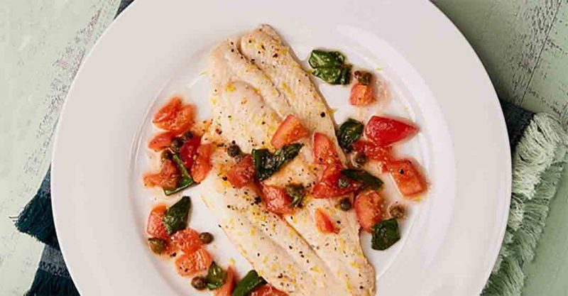 Pan Fried Plaice With Basil And Tomato Sauce - Walter Purkis and Sons